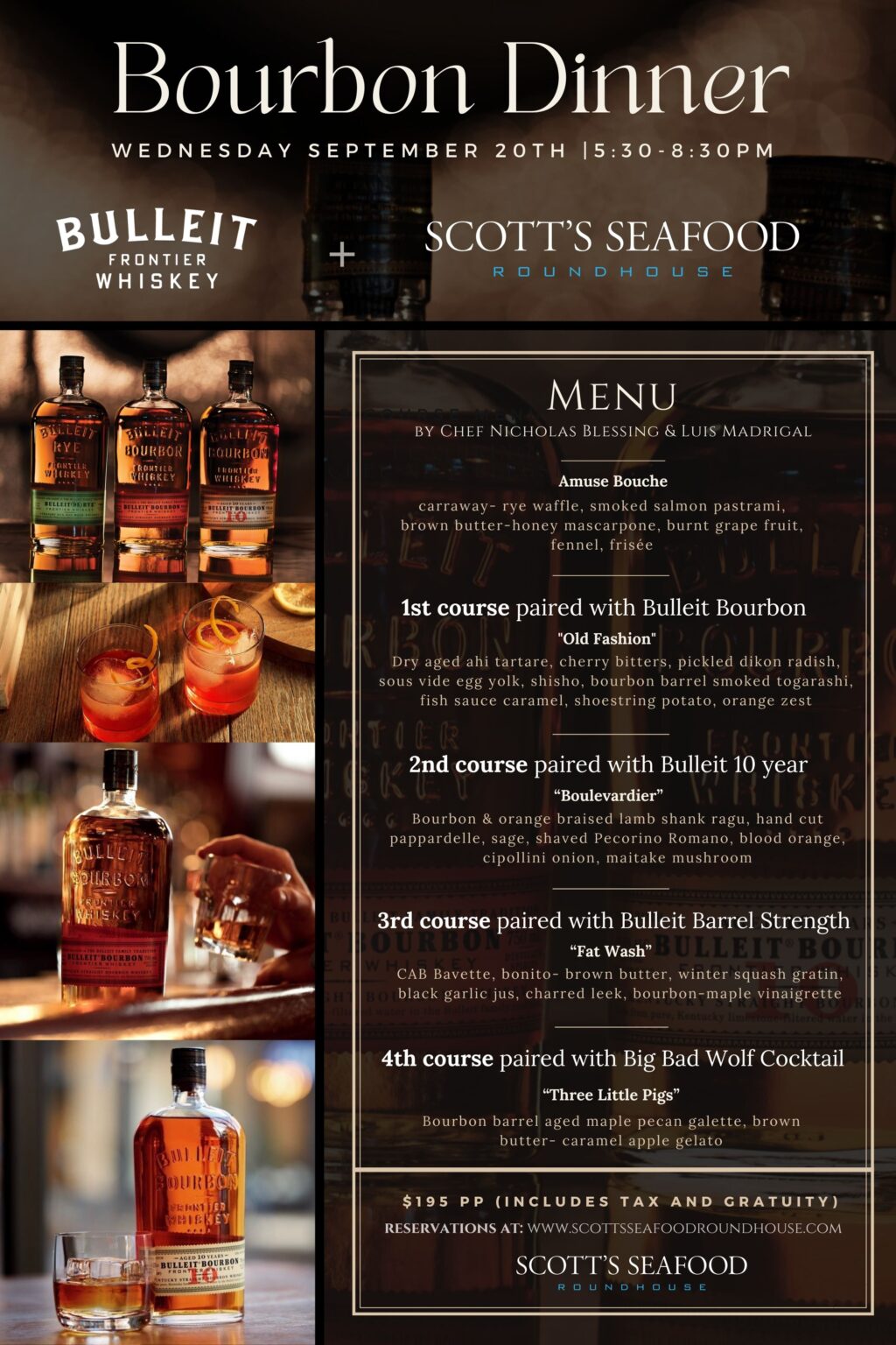 Bulleit Bourbon Dinner Scott's Seafood Graphic - Scotts Seafood ...